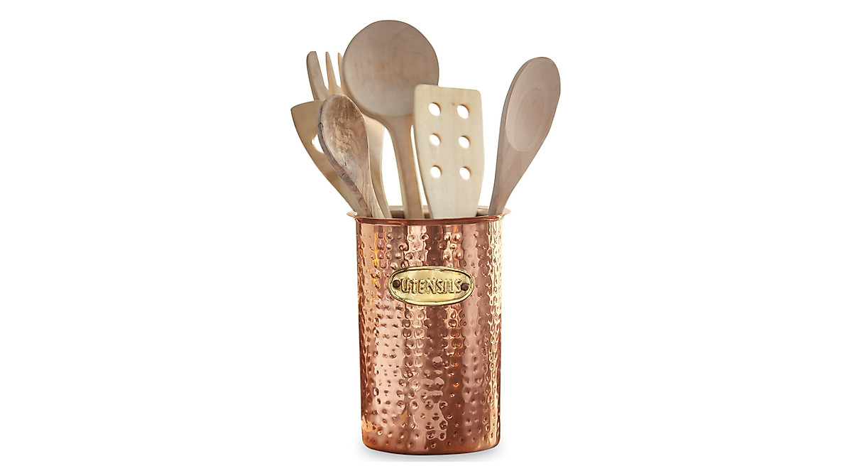 Mud Pie Copper Kitchen Utensil Caddy for Stylish Kitchen Organization