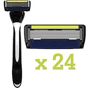 ShaveMOB 6-Blade Men's Razor Kit (Flex Head Handle + 24 Refills) (No Trimmer)- The Caveman Shaving Kit