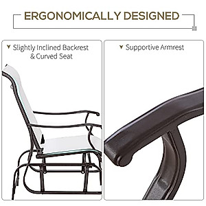 Outsunny Outdoor Swing Glider Chair, Patio Mesh Rocking Chair with Steel Frame for Backyard, Garden and Porch, White