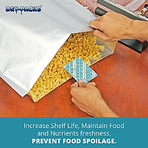 Dry-Packs 10 5 Gallon Mylar Bags with Oxygen Absorbers for Food Storage, 2000cc Oxygen Absorber, Long Term Food Storage Solution, Durable and Reliable Mylar Bags, 20"x30" Silver