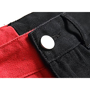 Boy's Regular Fit Patchwork Black&Red Street Style Fashion Casual Jeans Pants for Kids,L0115,8