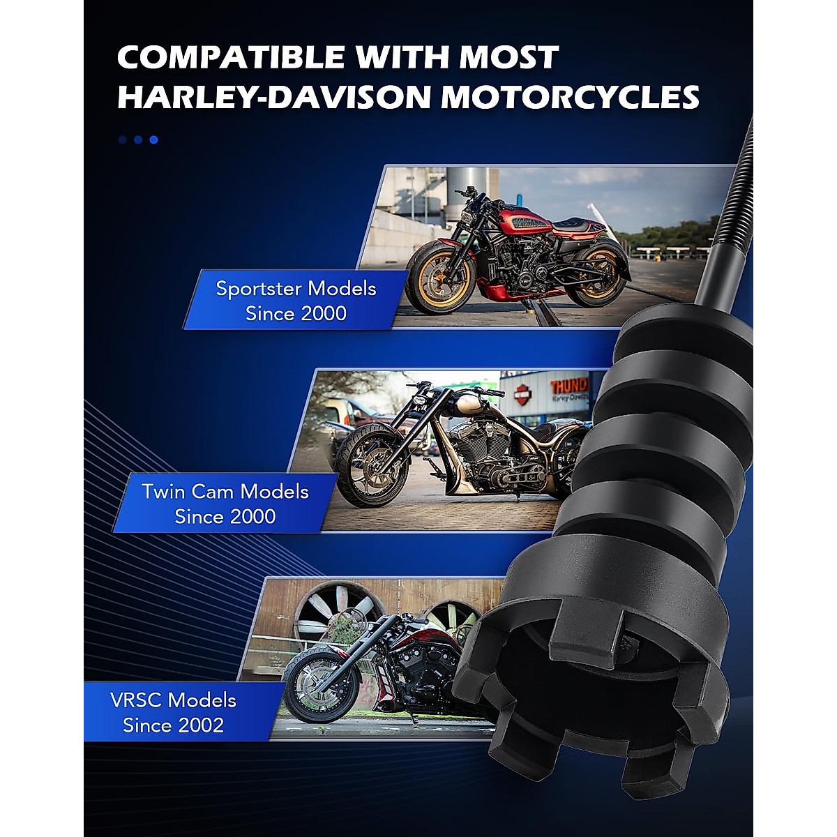 Orion Motor Tech Wheel Bearing Puller Tool Kit Compatible with Harley Davidson Motorcycles, Wheel Bearing Remover Installer Tool Set for 0.75" 1" 25mm Bearings Compatible with Hogs from 2000, 11 Pcs