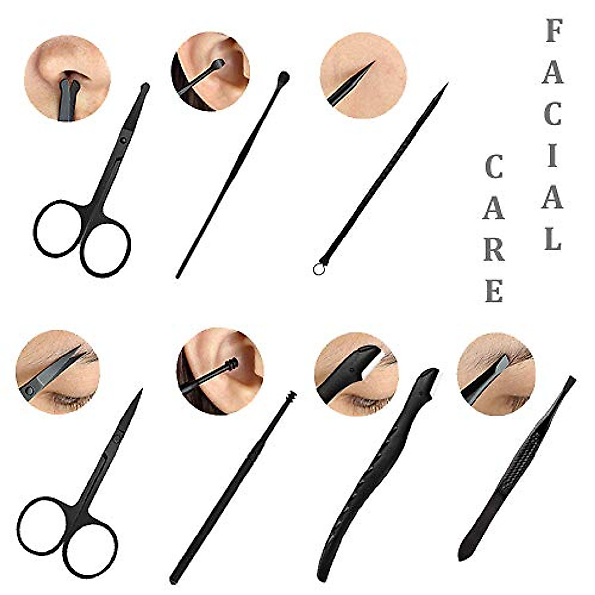 DragonFruitee Manicure and Pedicure Kits Stainless Steel Nail Clipper Set 18pc Professional Pedicure Implements fingernail/Toenails Cutter,Ear Pick, Tweezer,Nose Hair Scissors,Eyebrow Razor with Case