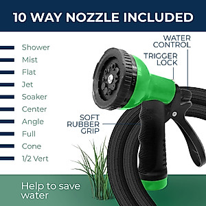 LightHose Garden Hose, NON-EXPANDABLE Garden Hose, Super Light Weight Hose, No Burst, 3/4 inch Solid Brass Connectors, 25 Ft, Black