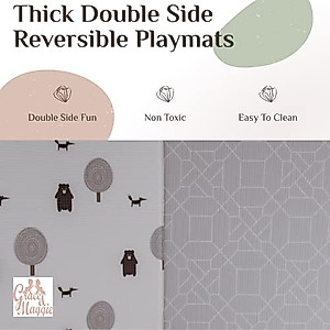 Grace & Maggie Large Baby Play Mat in Forrest Grey - Foam Mat for Baby to Play on Floor, Soft Play Mats for Babies and Toddlers Crawling Infant, Waterproof, Non-Slip, Hypoallergenic Baby Playmat