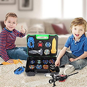 JIMI Bey Battling Top Burst Gyro Toy Set Combat Battling Game 10 Spinning Tops 3 Launchers with Portable Storage Box Gift for Kids Children Boys Ages 6+