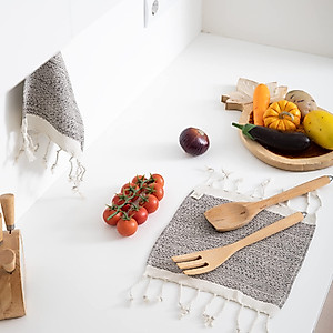 Smyrna Turkish Cotton Kitchen Dish Towels Pack of 6 | 100% Natural Cotton,12x12 Inches | Machine Washable Wash Cloths | Ultra Soft, Absorbent, Prewashed and Quick Dry Turkish Dish Towels (Beige 12x12)