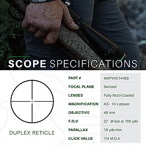 Mueller Optics MAPV451440S, All Purpose Scope, 4.5-14 x 40, 1in Tube Size, Wide-Angle Field of View, Water-Proof, Fog-Proof and Shock-Proof