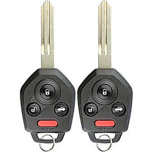 KeylessOption Keyless Entry Remote Car Key Fob Blank Uncut Chip Ignition for Impreza WXR STI Forester CWTWB1U811 (Pack of 2)