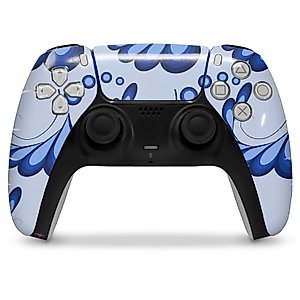 WraptorSkinz Skin Wrap compatible with Sony PS5 DualSense Controller Petals Blue (CONTROLLER NOT INCLUDED)
