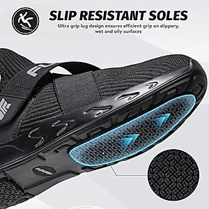 Non Slip Work Shoes for Women Men Slip on Sneakers Women Slip Resistant Waterproof Chef Kitchen Shoes Zapatos De Trabajo para Hombres, Black