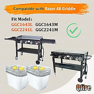 Qfire Grease Drip Cup Liner Compatible with Razor Griddle GGC1643M/GGC1643L 4 Burner Propane Gas Griddle,Also for Pit Boss 2B/3B/4B Ultimate Griddle Grease Pan Liners Accessories,24 Pack (Big Size)