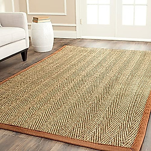 Safavieh Natural Fiber Collection 2'6" x 10' Beige NF115A Border Herringbone Seagrass Runner Rug