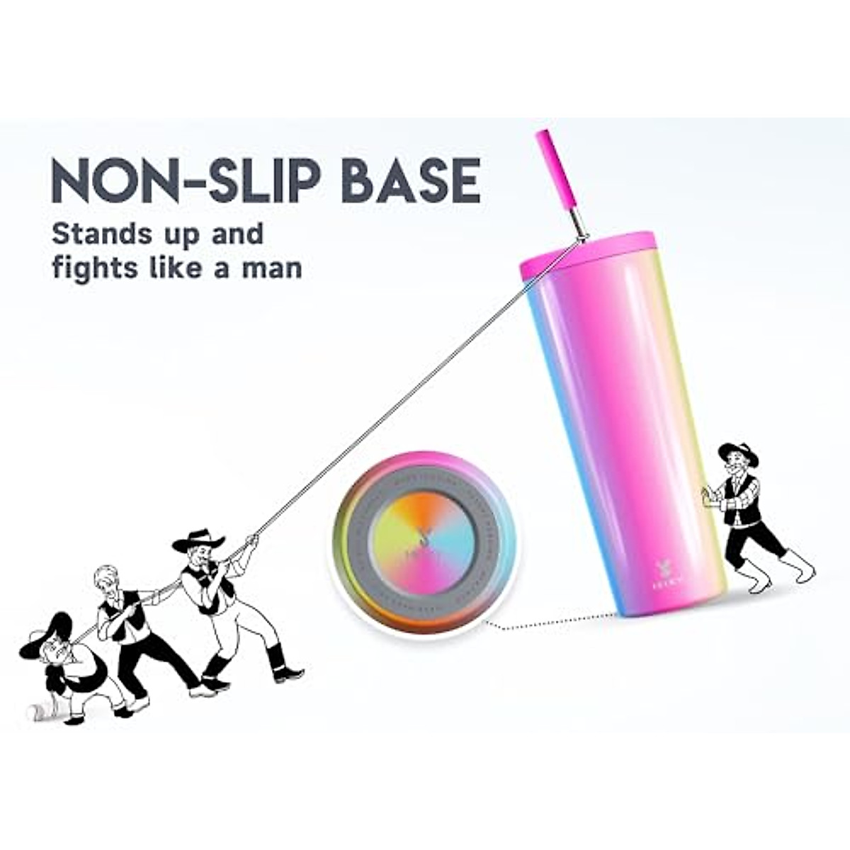 Meoky 30 oz Insulated Tumbler with Lid and Straw, Stainless Steel Vacuum Insulated Tumbler, Keeps Cold for 24 Hours, 100% Leak Proof, Fits in Car Cup Holder (Carnival)