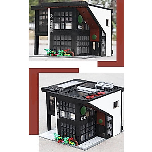 General Jim's Coffee House Modern Architecture Building Blocks Two Level City Modular MOC Bricks Toy Building Set with Light Effects Great Modular Build for Teens and Adults