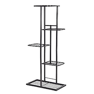 MTB 5 Tier Metal Plant Stand for Indoor Outdoor Flower Pot Display Planter Shelf, Charcoal Grey