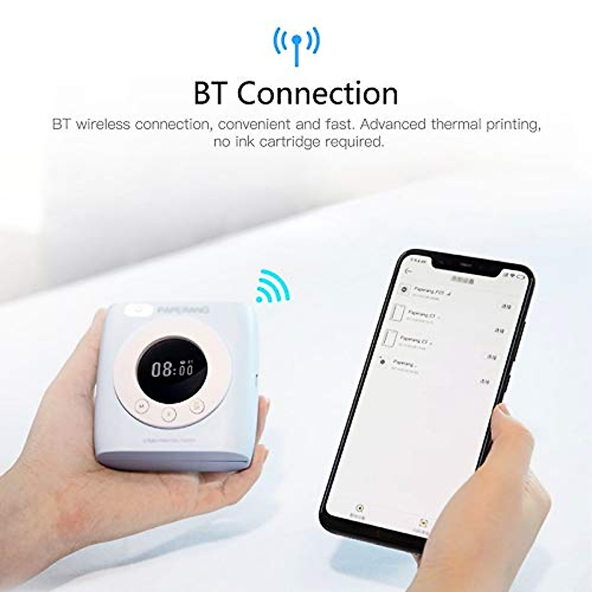 KXDFDC Pocket Printer BT Thermal Printer Portable Mobile Printer 300dpi for Photo Picture Memo Note Label with Clock Function (Color : Black-JoJo's Bizarre Adventure1)