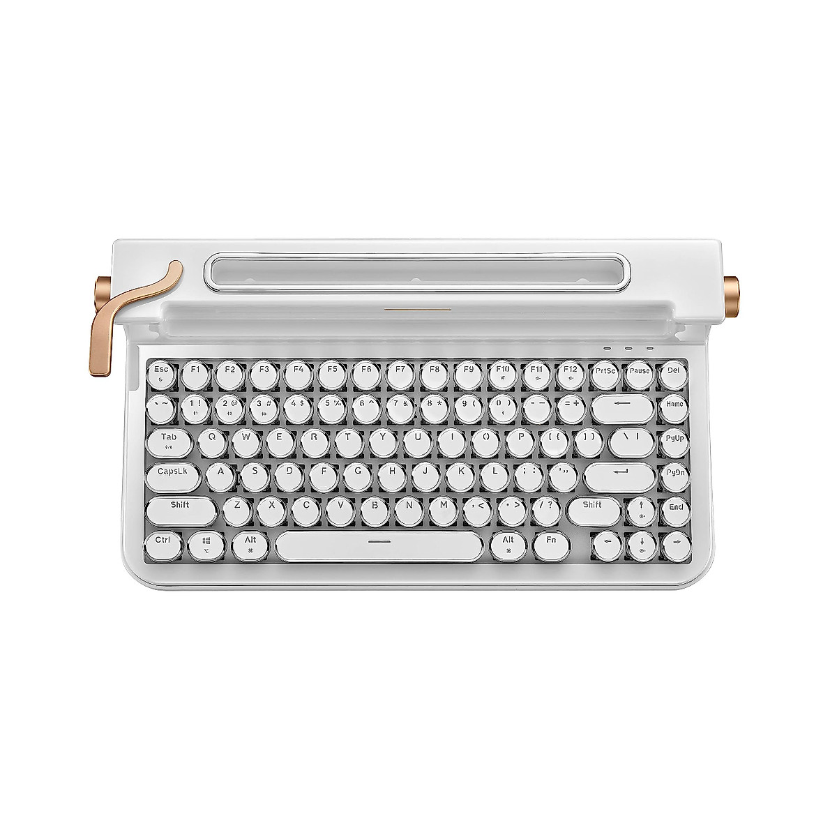 FINEDAY Keyboard 3.0, Blue Switch, Retro Mechanical Keyboard, Typewriter Designed, Bluetooth 5.0 & USB up to 4 Devices, for Desktop PC/Laptop Mac/Phone (83 ABS Keycap - White)