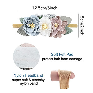 Cinaci 5 Pack Delicate Floral Flower Nylon Headbands Hair Bands Accessories for Baby Girls Newborns Infants Toddlers Kids (5 Pack S1)