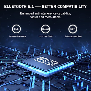 Long Range Bluetooth Adapter for PC, XDO Class 1 USB Adapter 5.1+EDR, 328FT/100M Wireless Transfer Transmitter Receiver for Bluetooth Mouse Keyboard Speakers Headphones Support Win11/10/8/7