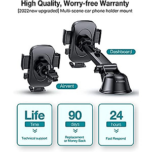 YRU [Super Stable] Phone Holder Car [Upgraded 80 Lb Suction Cup] Thick Case Friendly, Heavy Duty Mobile Car Cell Phone Holder Mount for Dashboard Vent Windshield iPhone 14 Pro Max 13 12 11 Galaxy S22