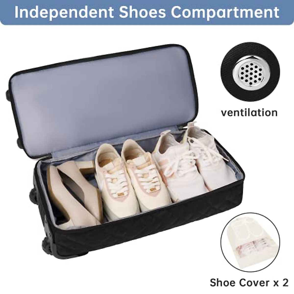 ETRONIK Rolling Duffle Bag with Wheels, 21 Inch Flight Approved for Travel Toiletry Bag, Carry on Luggage Overnight Bags Women Shoe Compartment, Beige