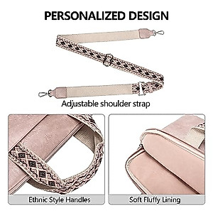 INICAT Faux Leather Laptop Bag for Women,Large Capacity Computer Tote Bag Laptop Carrying Case fits for 14 inches Laptop(Brown-Check)