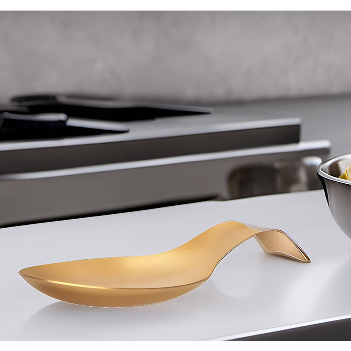 RONDURE Elegant Spoon Rest Holder for Stove Top - Cooking and Kitchen Utensil Holder - Retro Gold Culinary rest