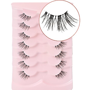 Onlyall Half Eyelashes Corner Lashes Natural Lashes Half Lashes Wispy End Lashes Corner Eyelashes 3/4 Lashes Clear Band Lashes 7 Pairs C03 (6MM-15MM)