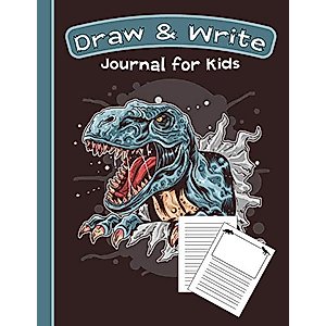 Draw & Write Journal for Kids: Cute Dinosaur Notebook - Primary Draw & Write - Storybook - Diary, 8.5 x 11 110 pages