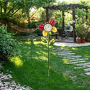 Outdoor Thermometer, Decorative Butterfly Outdoor Thermometers for Patio with Garden Metal Stakes for Home and Lawn Decor