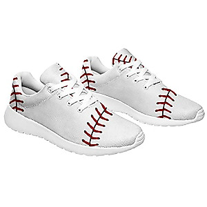 lodaden Women's Tennis Shoes White Baseball Softball Stitch Laces Running Sneakers Casual Lightweight Walking Shoes Gifts for Female Friends,US Size 12 Women/10.5 Men