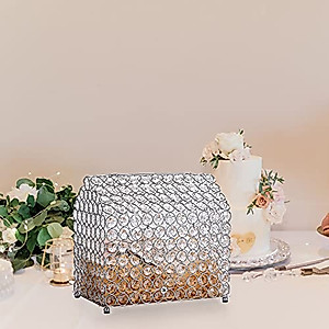 ELLDOO Crystal Wedding Card Box, House Shape Money Card Box Silver Gift for Wedding Receptions, Centerpiece Decor, Anniversary, Keepsake, Gift Display Box