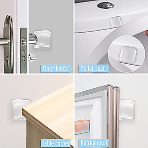 Xfenvs Door Knob Wall Shield, 6PCS Transparent Square Guard Door Stopper Wall Protector Silencer, Self Adhesive Door Handle Bumper (1.57" Small Square 6 PCS, Clear)
