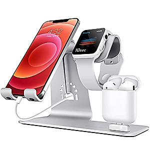 Bestand 3 in 1 Stand Holder for iPhone Mobile Phone iWatch Apple Watch and Charging Stand Station for Airpods Only (Patented, Airpods Charging Case Not Included)