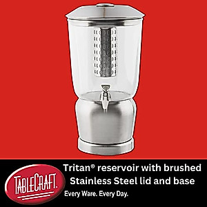Tablecraft 2.5 Gallon Drink Dispenser with Fruit Infuser & Stand | BPA Free | Tritan Stainless Steel | Cold Beverage Dispenser for Catering, Buffet or Home Use (75)