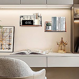 Lightique Floating Shelves Wall Shelves Set of 3, Shelves for Wall Decor Storage Rustic Hanging Shelves for Bedroom, Bathroom, Living Room, Kitchen, Office and More, Black with Orange