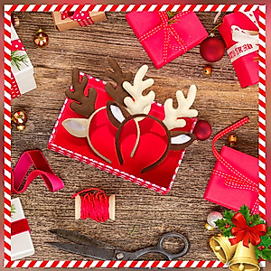 WILLBOND 2 Pieces Christmas Reindeer Antlers Headband Elf Hat Headband Deer Headband for Women Christmas Party Favors(Deer Horn)