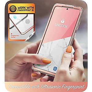 i-Blason Cosmo Series Case for Samsung Galaxy S20+ Plus 5G (2020 Release), Stylish Glitter Protective Bumper Case with Built-in Screen Protector (Marble)