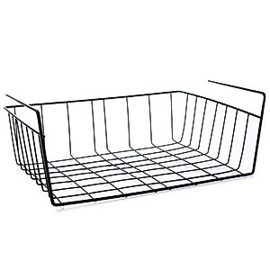 RoomForLife - 2 Pack Under Shelf Organization Baskets - Color Black - Slips on any Shelf/Cabinet - Kitchen Closet Laundry More