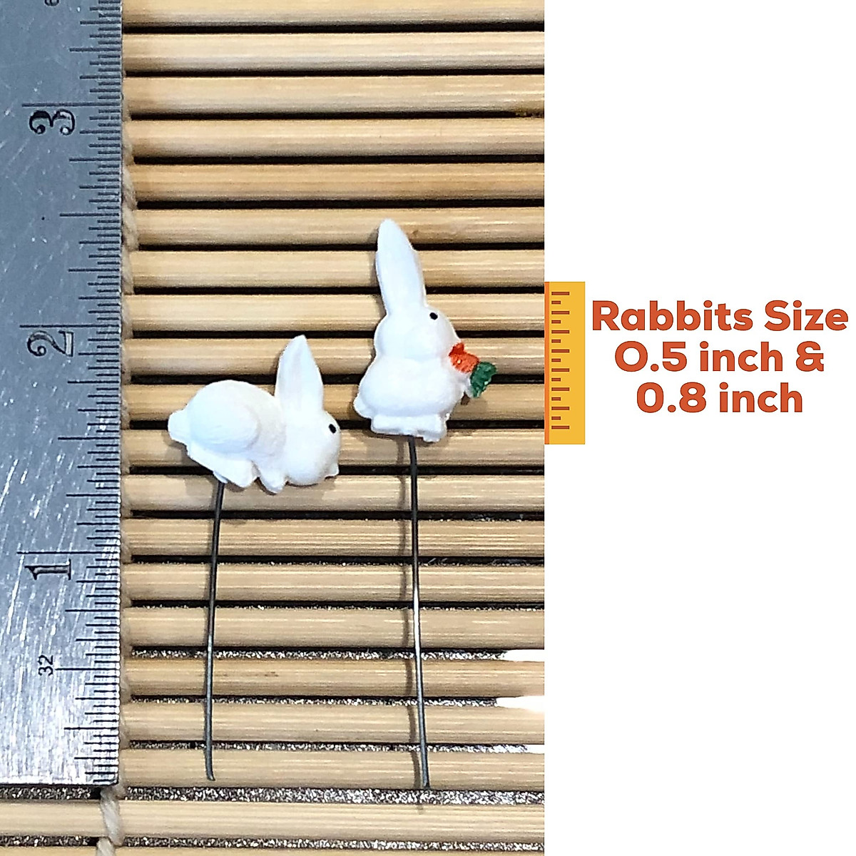 Ray 1979 Miniature Dollhouse Fairy Garden 0.5 inch Accessories 5 pcs Set for DIY Decorations, Mini Figurines for Mini Garden, Terrarium, Bonsai, Cactus, Moss Landscape (Rabbit -5Pcs)