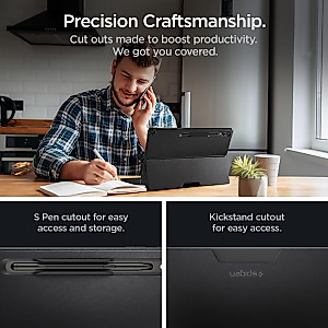 Spigen Thin Fit Pro Designed for 14.6 inch Galaxy Tab S10 Ultra Case (2024), Galaxy Tab S9 Ultra Case (2023), Galaxy Tab S8 Ultra Case (2022) Kickstand & S Pen Holder Compatible with Keyboard - Black