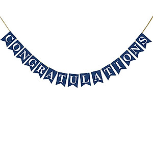 KUNGOON Congratulations Banner,Premium Blue Achievement Celebrations, Graduation/Wedding/Retirement/Bridal Shower Party Decorations.