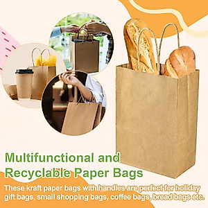 MAQIHAN Small Kraft Bags with Handles 12 pcs Kraft Gift Paper Bags Brown Kraft Bag Small Gift Bag Craft Bags with Candy Birthday Party Favor Christmas Valentines Shopping Small Business Gift Bags