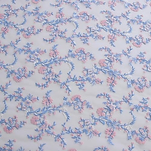 XMTXZYM 3 Meter Mesh Fabric Embroidery Lace Fabric Wedding Dress Clothing Fabric Handmade DIY Fabric