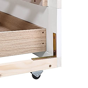 Wooden Extendable Daybed with Trundle Bed and Two Storage Drawers, Twin/King | Slat Support | Mattress Foundation | No Box Spring Needed | Easy Assembly | Bed Frame