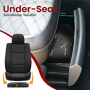 Pyle 10-Inch Low-Profile Amplified Subwoofer System - 900 Watt Compact Enclosed Active Underseat Car Audio Subwoofer with Built-in Amp, Powered Car Subwoofer w/Low & High-Level Inputs - PLBX10A