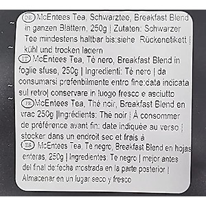 McEntee's Irish Breakfast Tea 250g / 8.81 oz Bag – BLENDED IN IRELAND - STRONG & CITRUSY - Traditional Irish Blend of Ceylon and Assam Loose Tea’s. IRELAND’S FAVOURITE