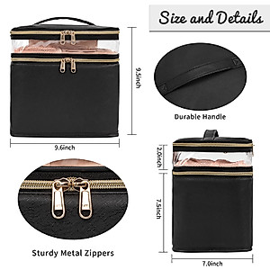 OCHEAL Large Makeup Bag, Double Layer Makeup Bag, Vertical Storage Cosmetic Case for Women/Girls with Multiple Compartments-Black