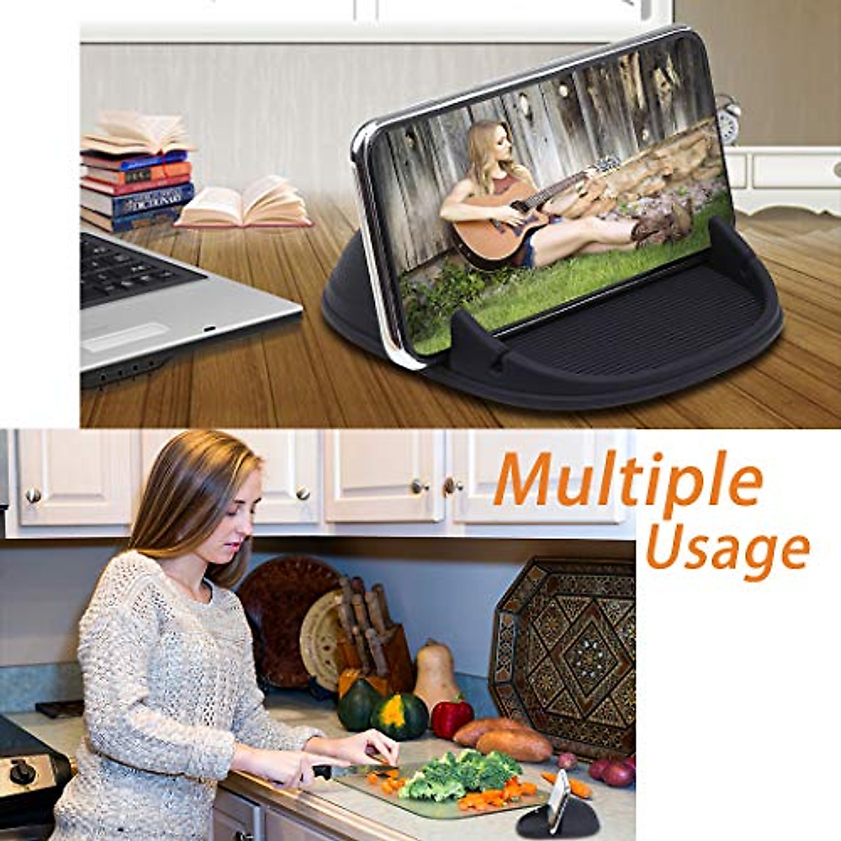 Staont Car Phone Holder, Anti-Slip Silicone Dashboard Car Pad Compatible with iPhone, Samsung, Android Smart Phones, GPS, KGs3 and More (2 Pack)